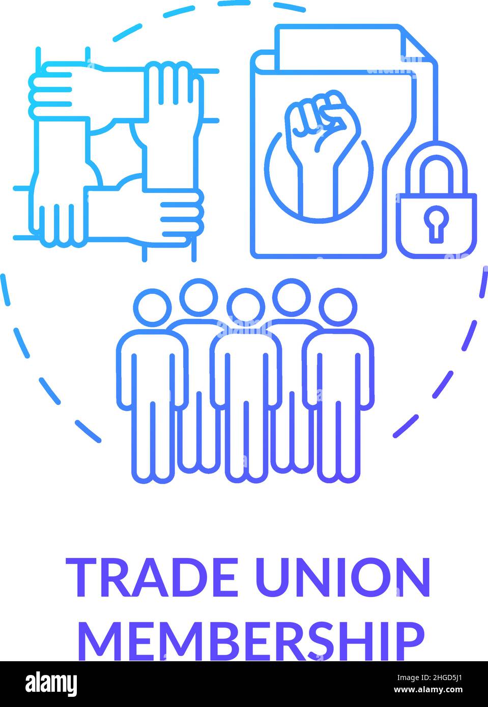 Trade union membership blue gradient concept icon Stock Vector Image ...