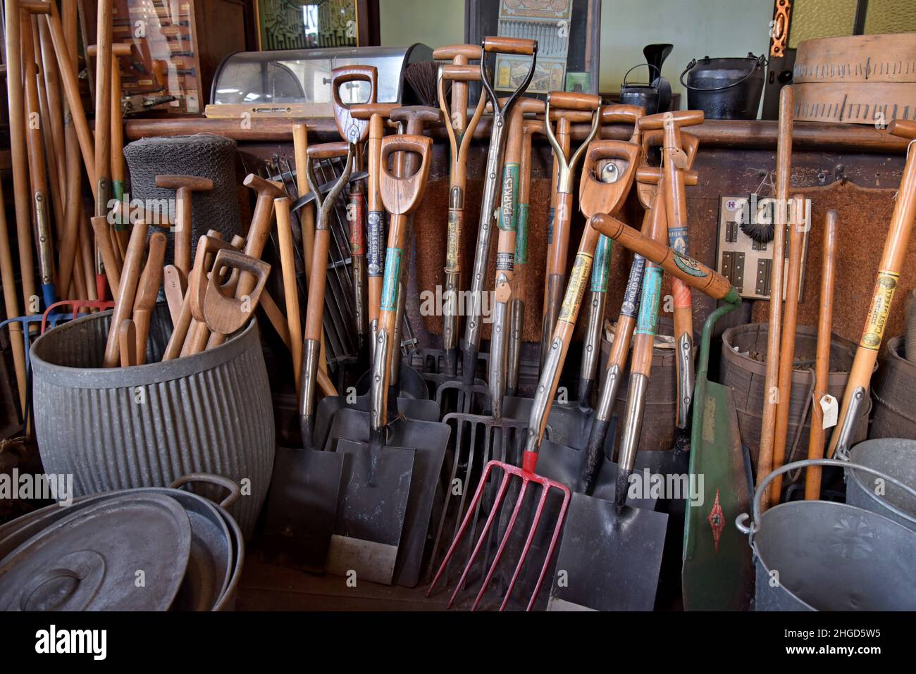 The recreation of a hardware shop full of garden tools at the Black ...