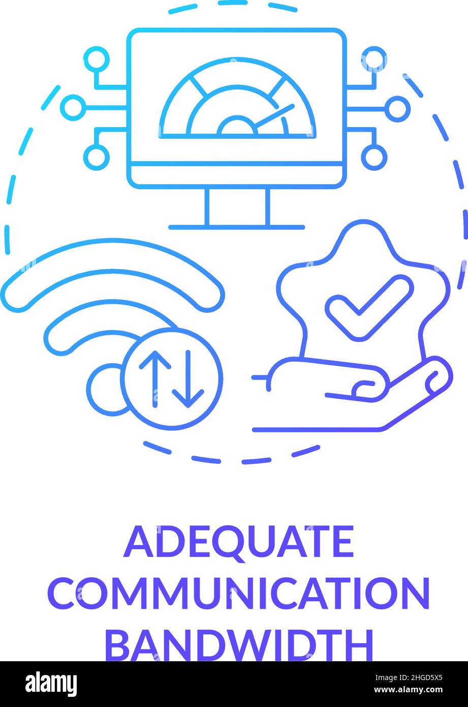Adequate communication bandwidth blue gradient concept icon Stock ...