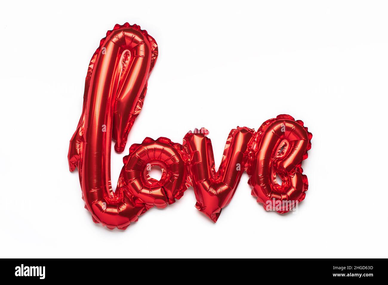 inflatable letters love in red color isolated on white background Flat ...