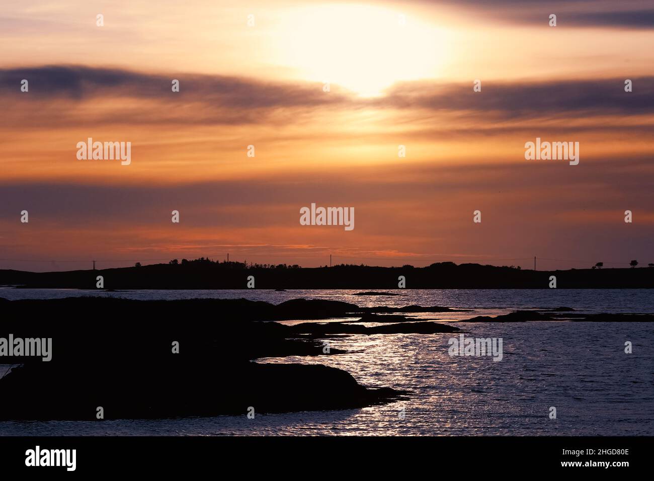 Midnight sun at the Norwegian island Smoela Stock Photo - Alamy