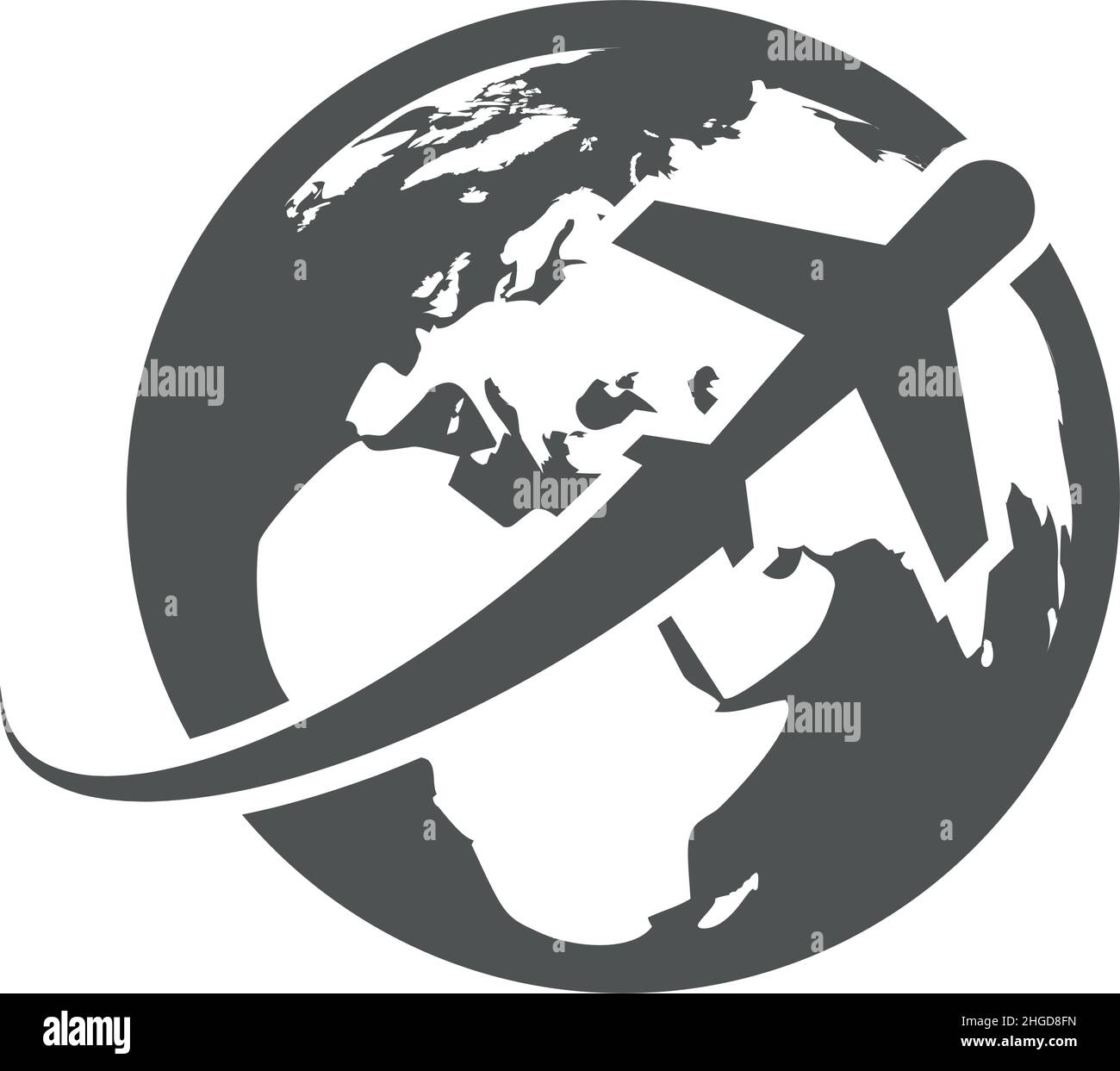 Airplane on globe symbol. Worldwide travel flight icon Stock Vector ...