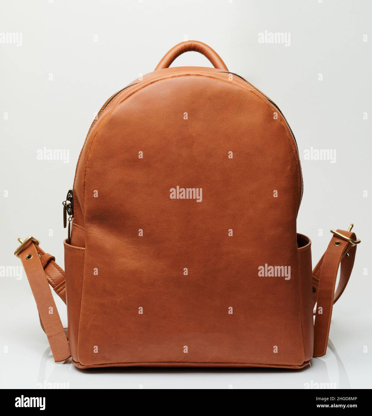 Front view of brown backpack isolated on studio background Stock Photo ...