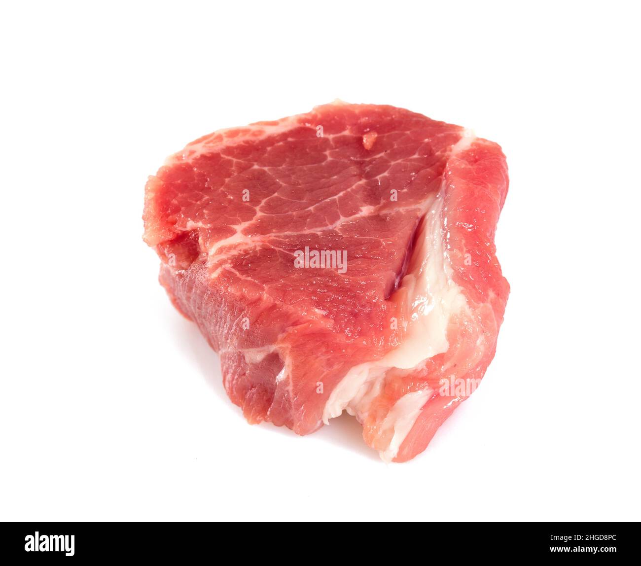 raw pork neck meat cut in pieces isolated on white Stock Photo - Alamy
