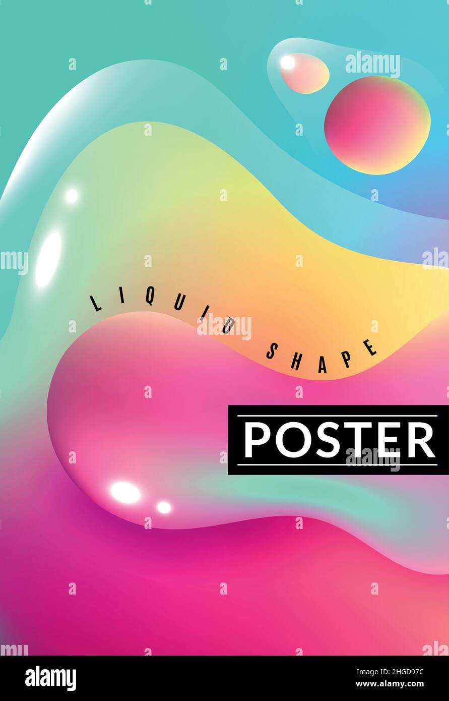 Colorful poster with abstract flow shapes. Fluid forms template Stock ...