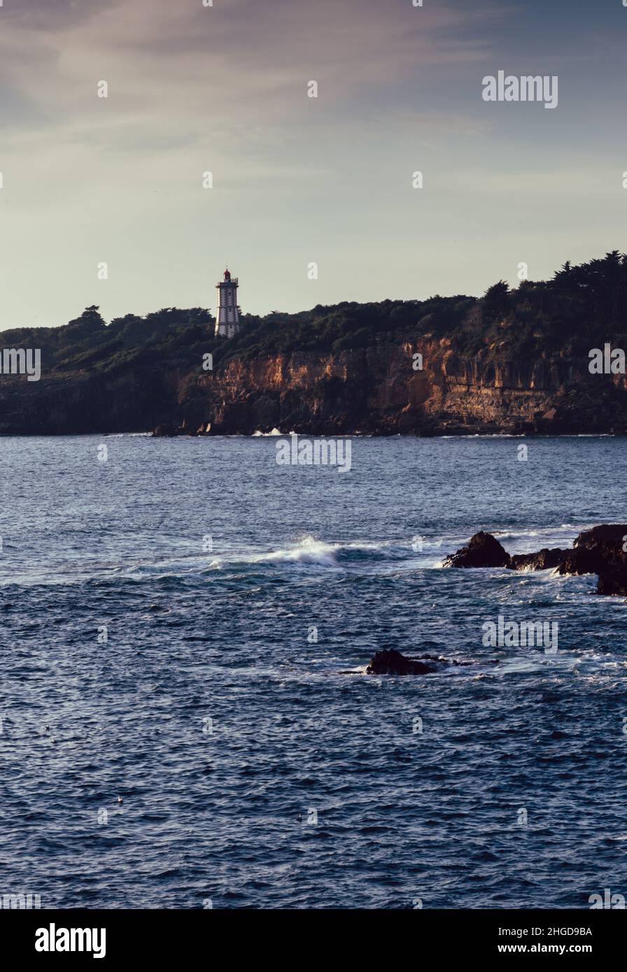 Guia Lighthouse. Cascais rock coast of Atlantic Ocean, Portugal Stock ...