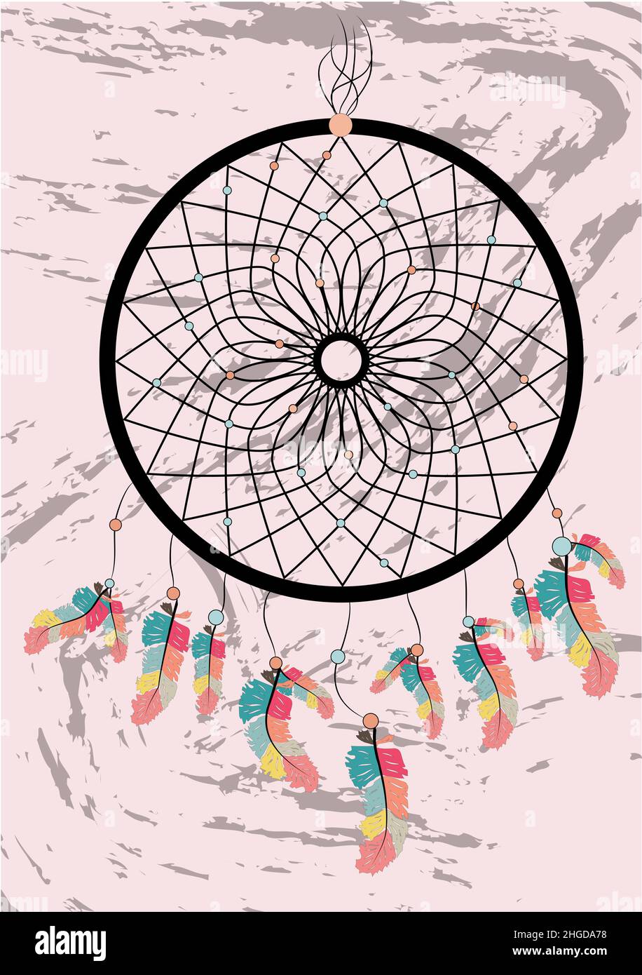 Native american indian dream catcher traditional symbol. Bright card ...