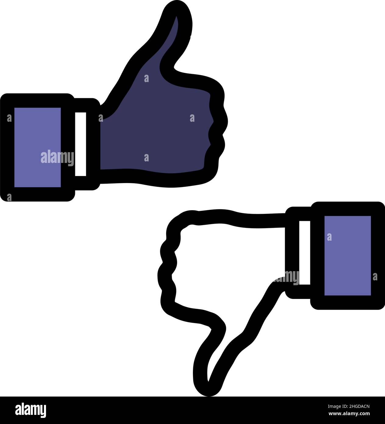 Icon Of Like And Dislike. Editable Bold Outline With Color Fill Design ...