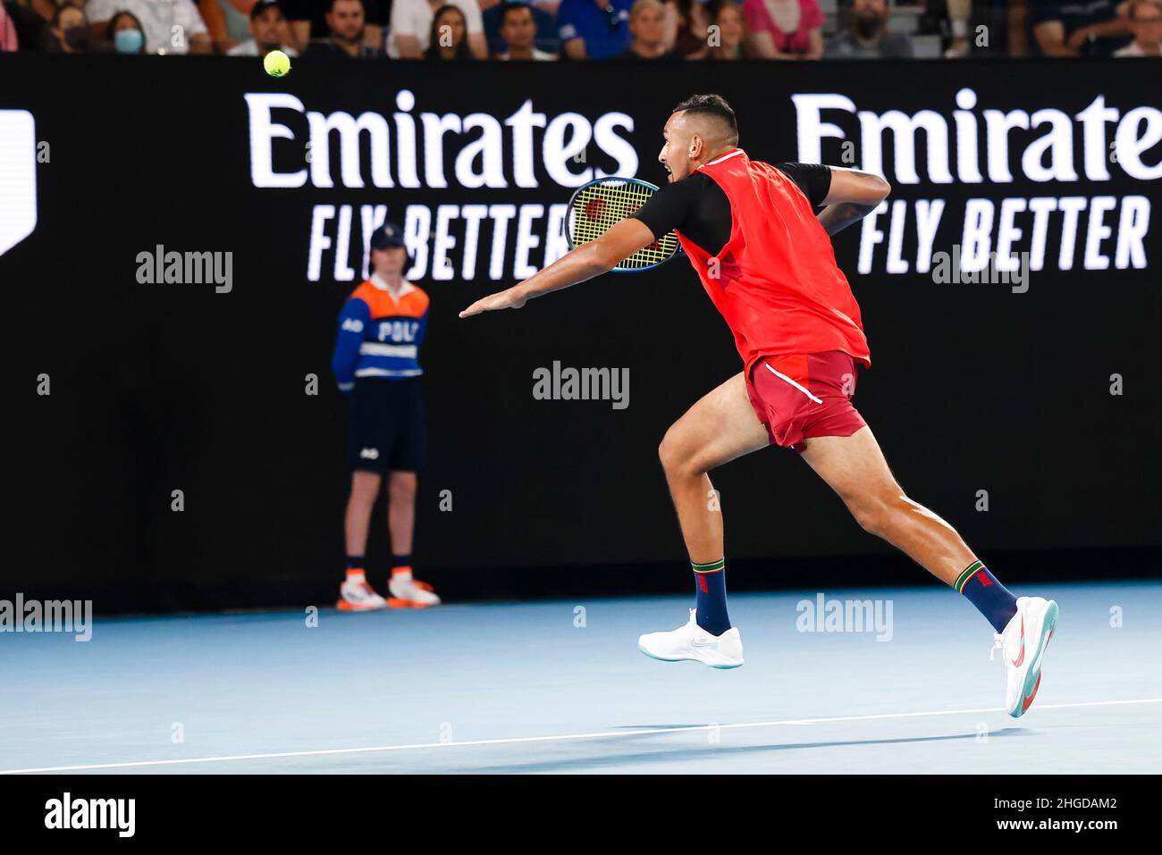 Melbourne, Australia, 20th Jan, 2022. Nick Kyrgios from Australia is in ...