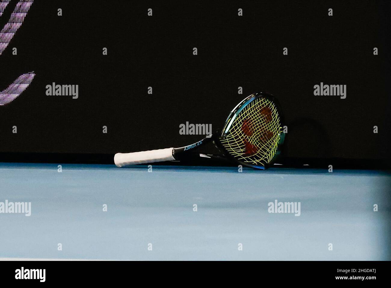 Melbourne, Australia, 20th Jan, 2022. The smashed racket from Nick ...