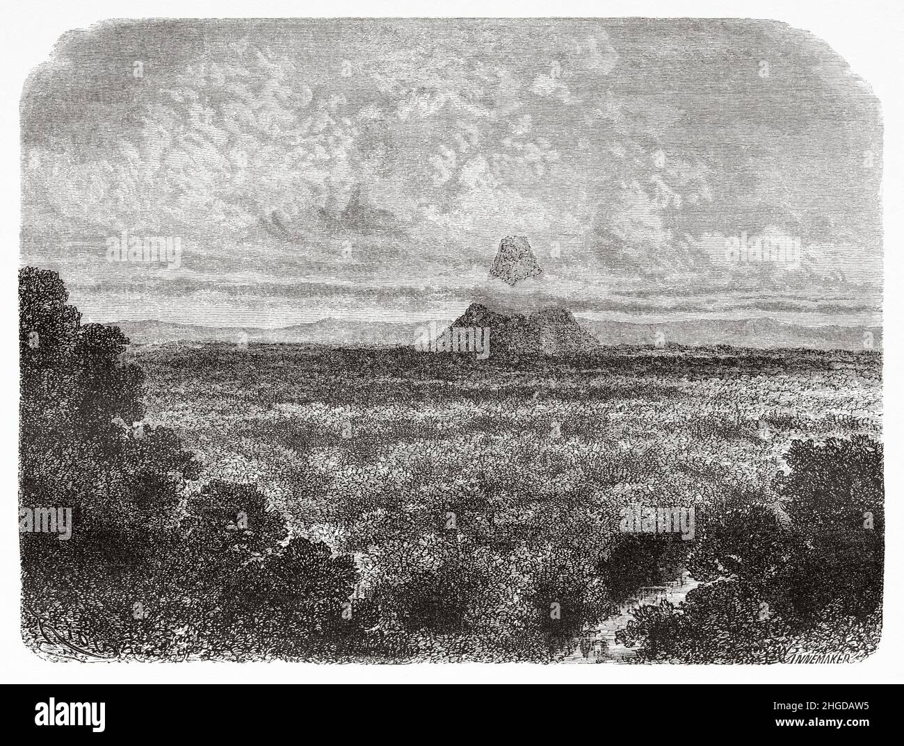 Mount Capiri, southern Peru. South America. Old 19th century engraved ...