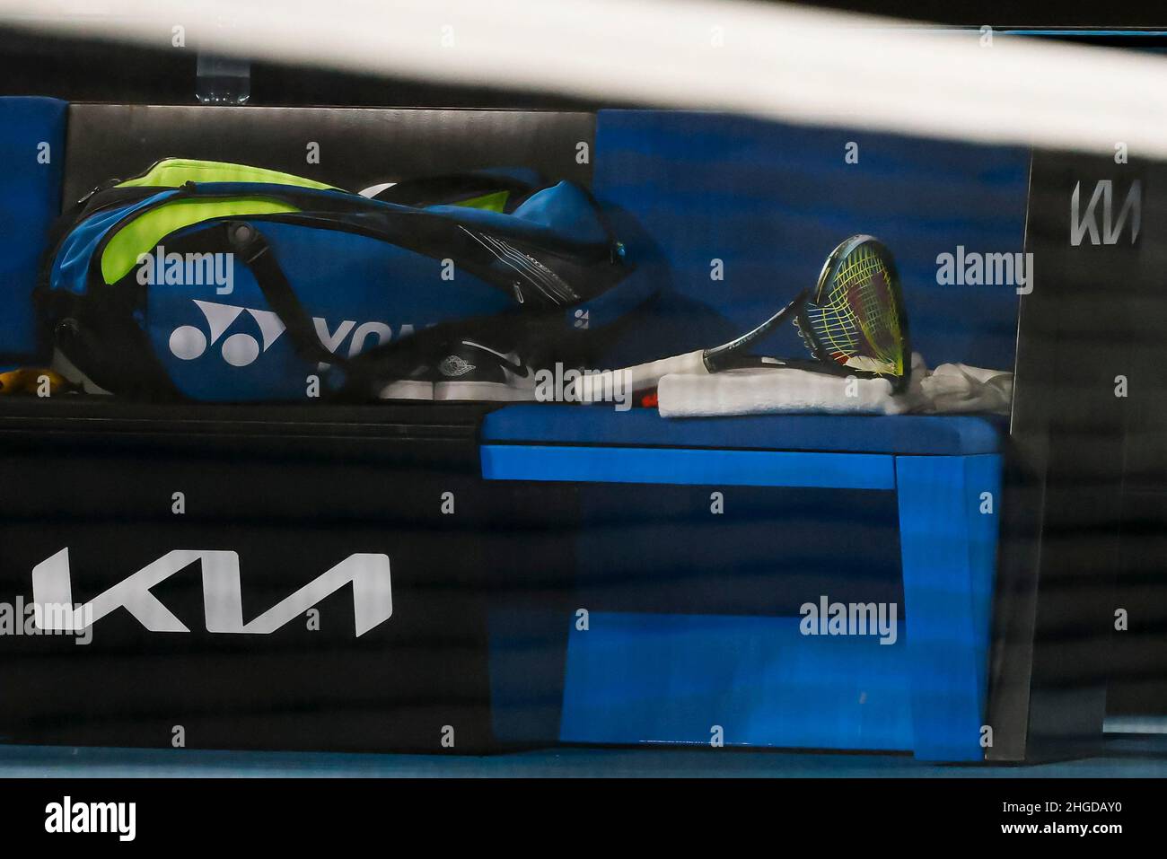 Melbourne, Australia, 20th Jan, 2022. The smashed racket from Nick ...