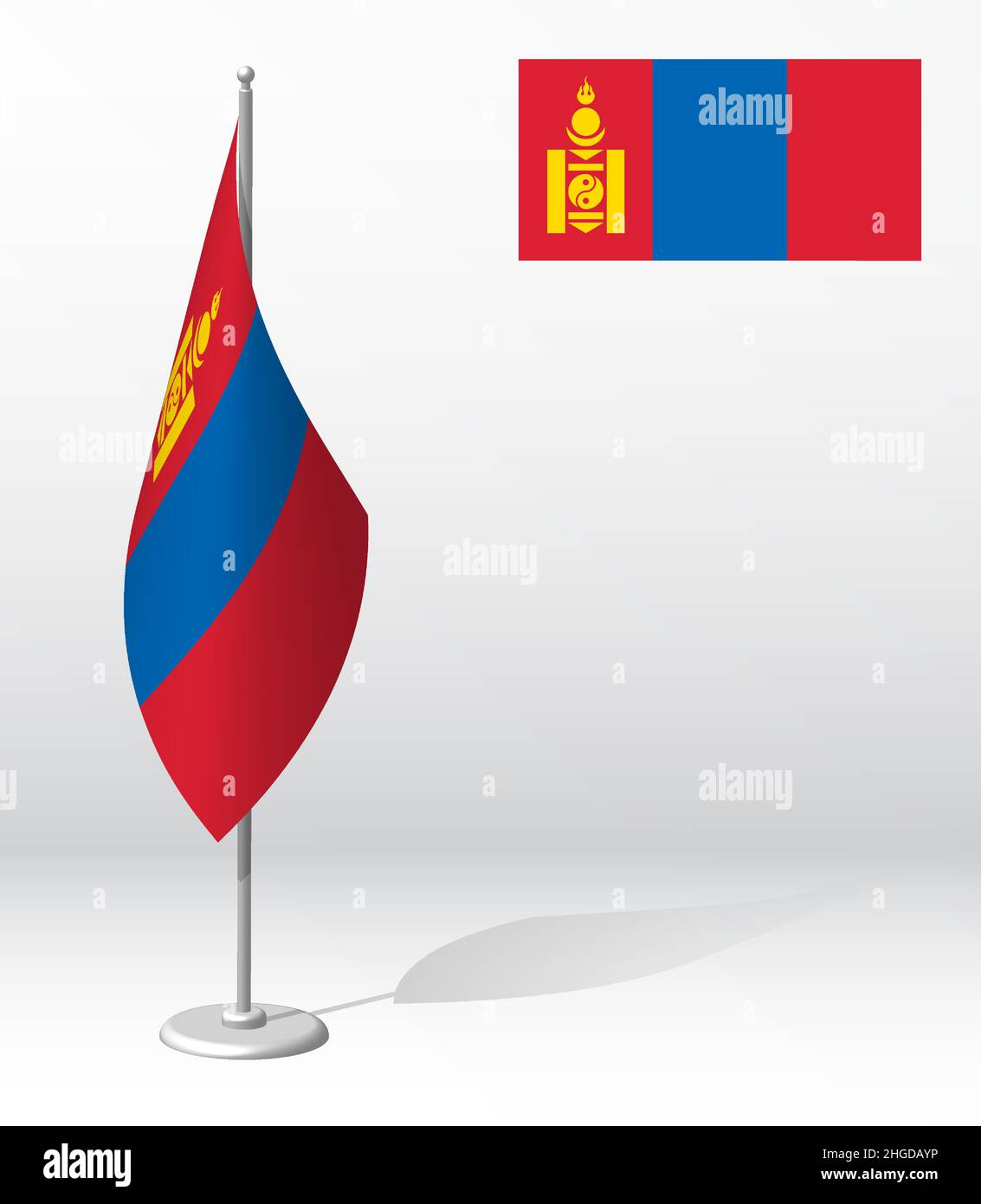 MONGOLIA flag on flagpole for registration of solemn event, meeting ...