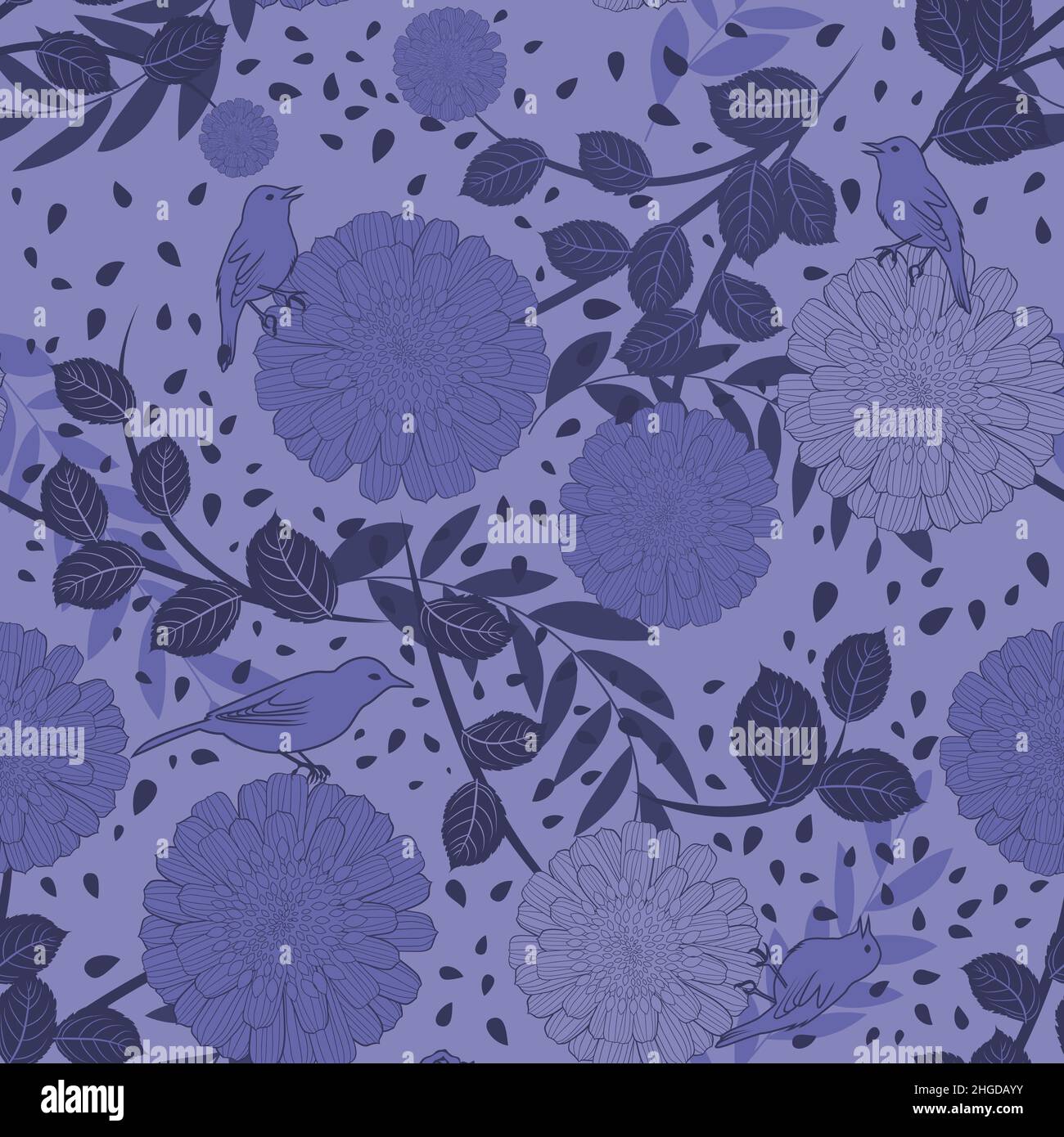 Floral seamless vector pattern. Elegant design in Very Peri color ...