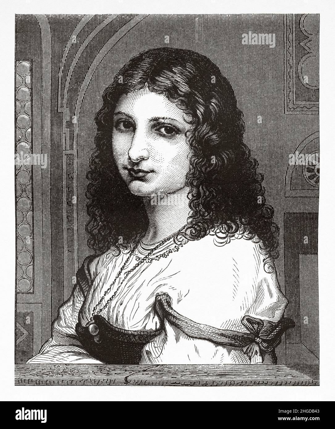 Portrait of a beautiful young woman, Rome. Italy, Europe. Old 19th ...