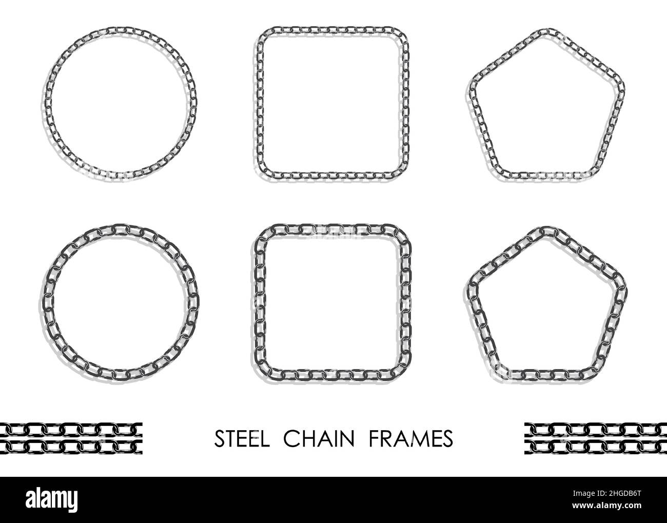 Set of steel round and square CHAIN frames for decorative headers. Gray ...