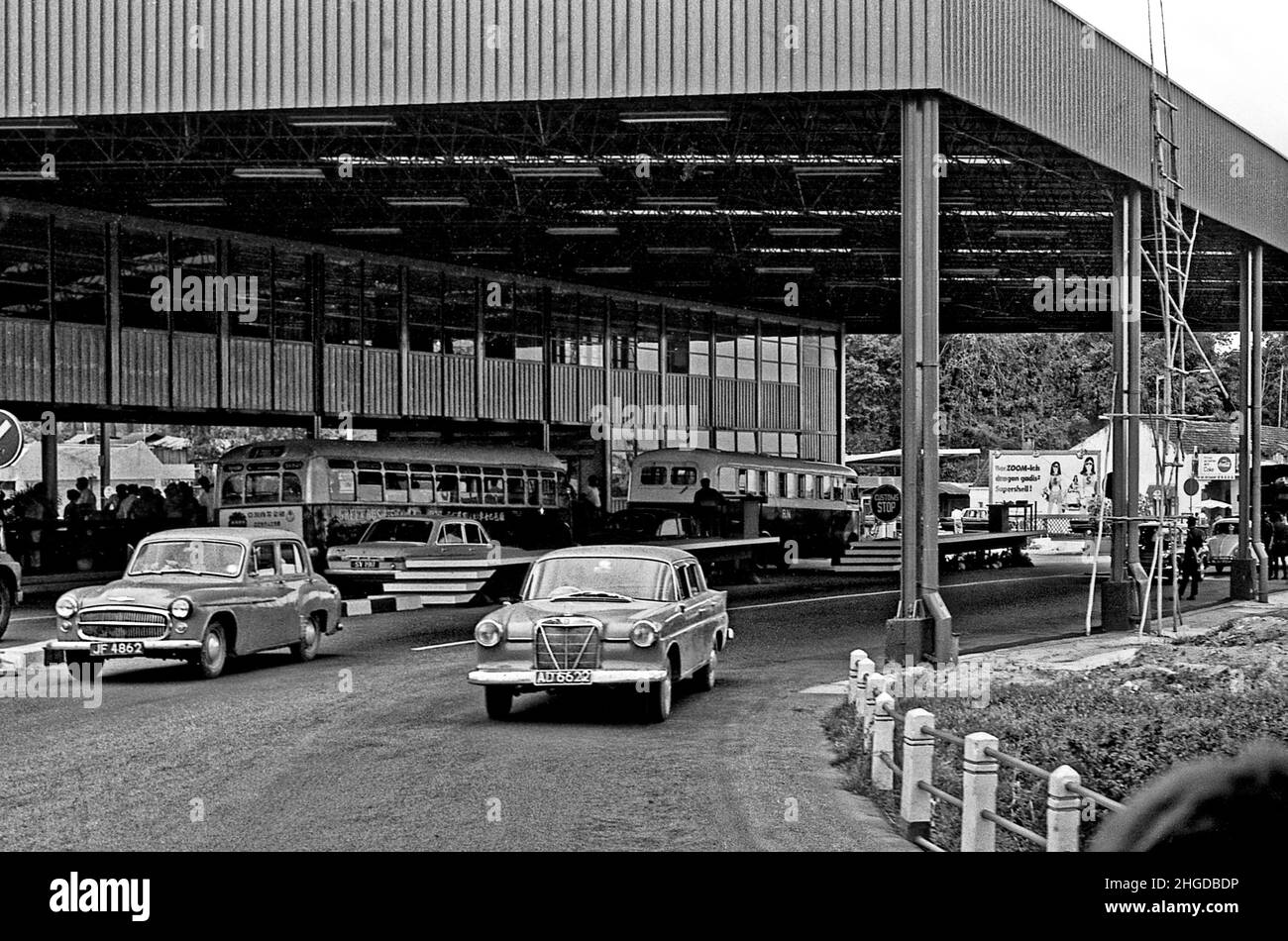 Customs stop from Singapore to Malaya 1967 Stock Photo - Alamy