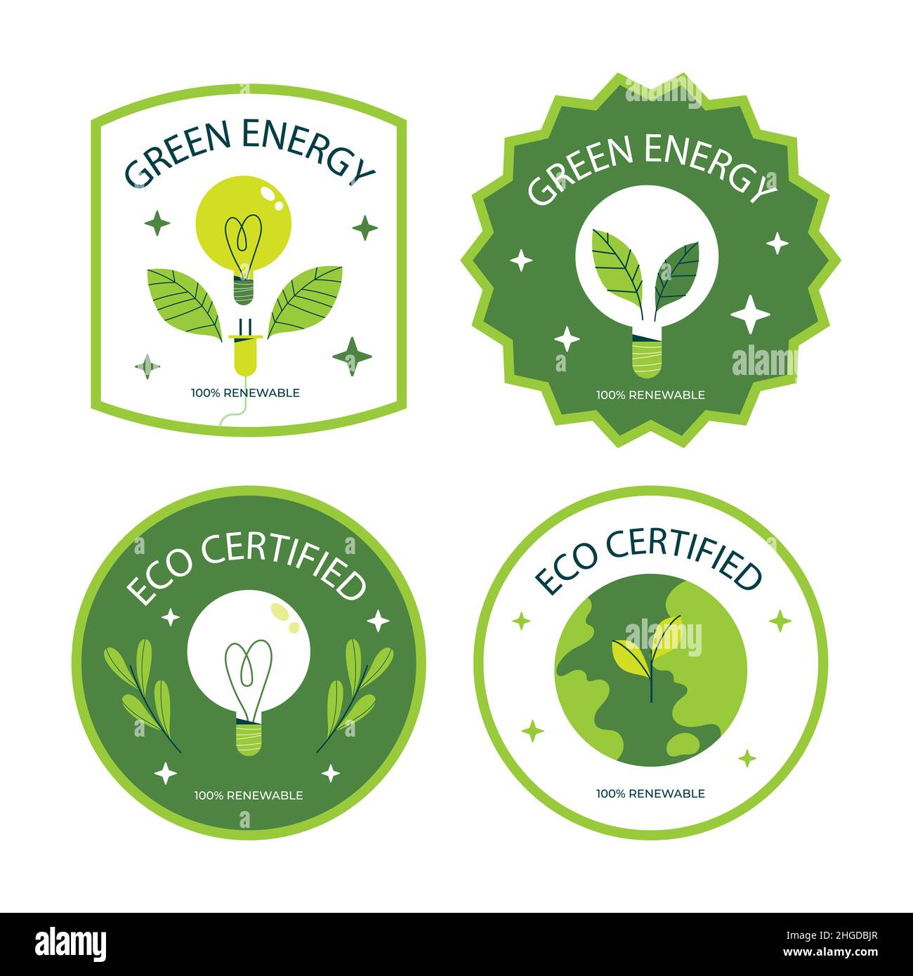 Hand drawn flat design eco friendly labels Vector illustration Stock ...
