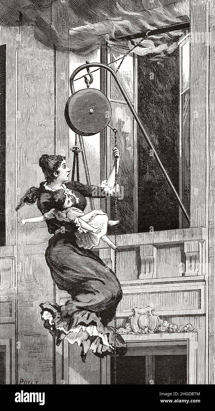 E Robert Fire Evacuation System, France. Europe. Old 19th century ...
