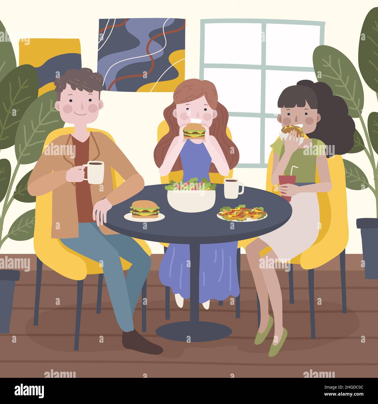 Hand drawn people eating illustration Vector illustration Stock Vector ...