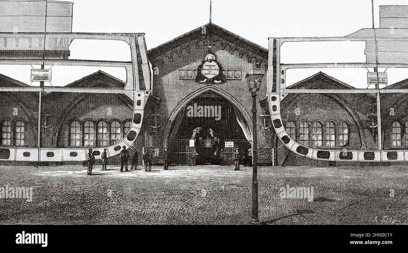 Italian General Exhibition in Turin. 1884. Flag of the Ministry of the ...