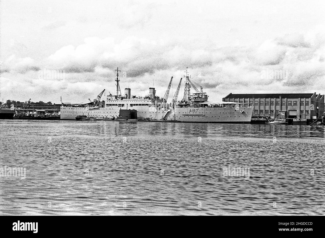HMS Forth A187 submarine depot ship with an O class submarine ...