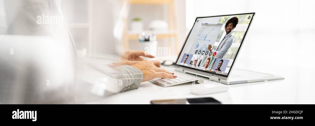 Virtual Online Training Program With Coach On Laptop Stock Photo - Alamy