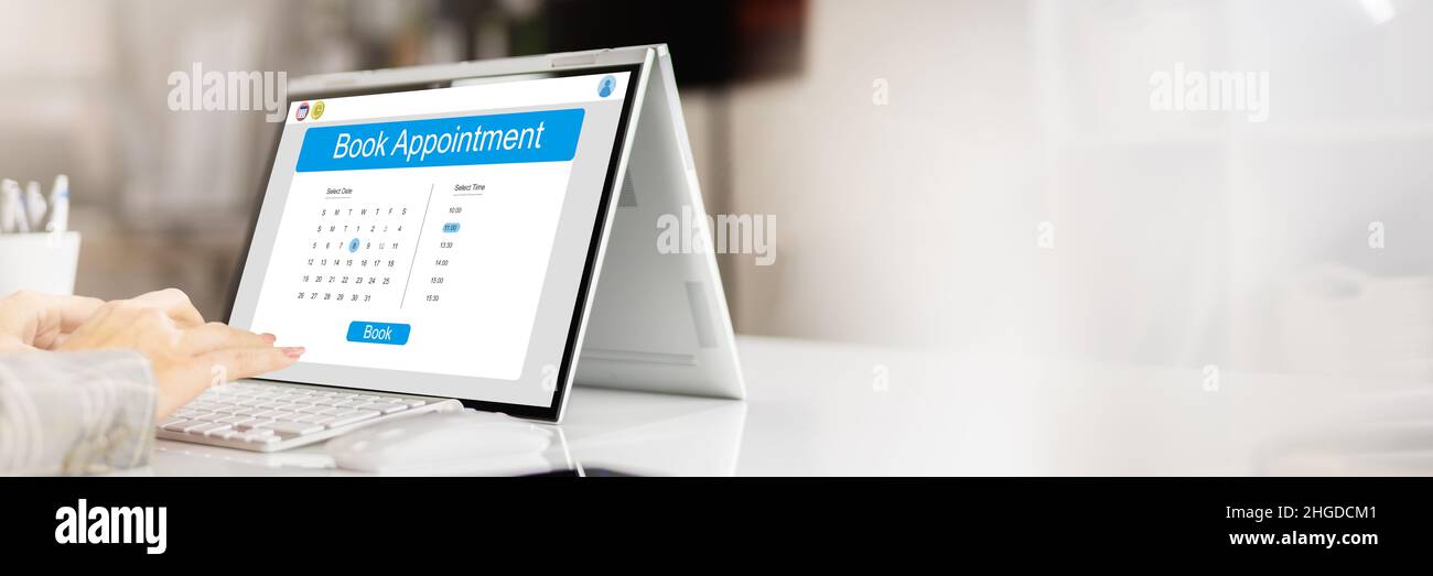 Booking Meeting Appointment On Laptop Computer Online Stock Photo - Alamy