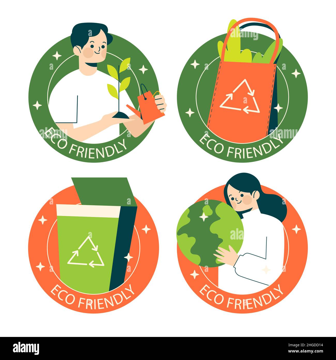 Hand drawn flat design eco friendly labels Vector illustration Stock ...