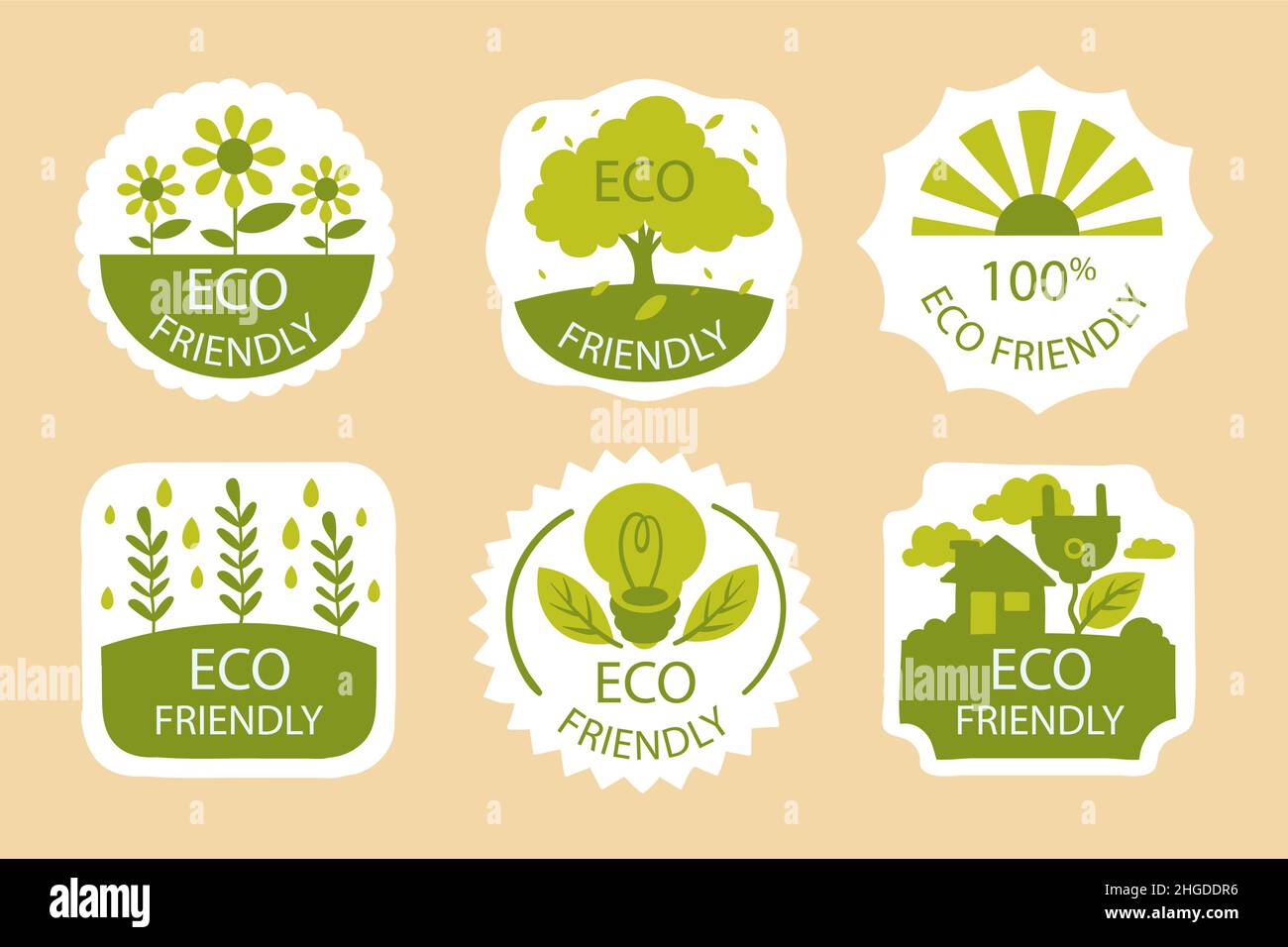 Hand drawn flat design eco friendly labels Vector illustration Stock ...