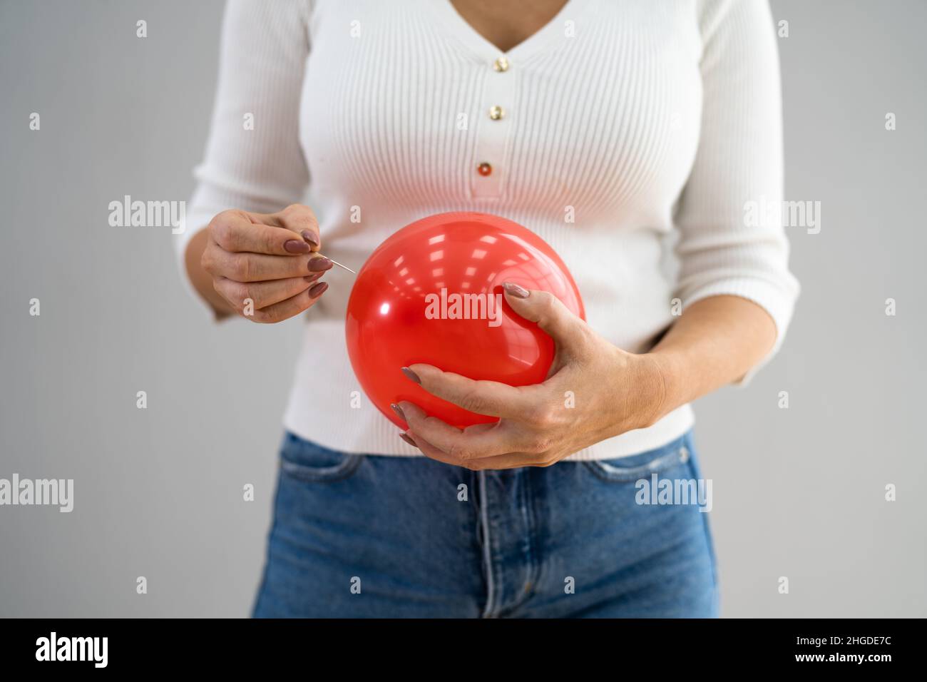 Flatulence Problem. Sick Woman With Abdominal Pain Stock Photo - Alamy