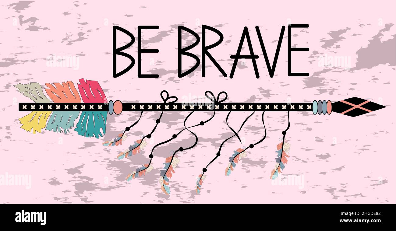 Be brave. Inspirational quote. Modern calligraphy phrase with hand ...