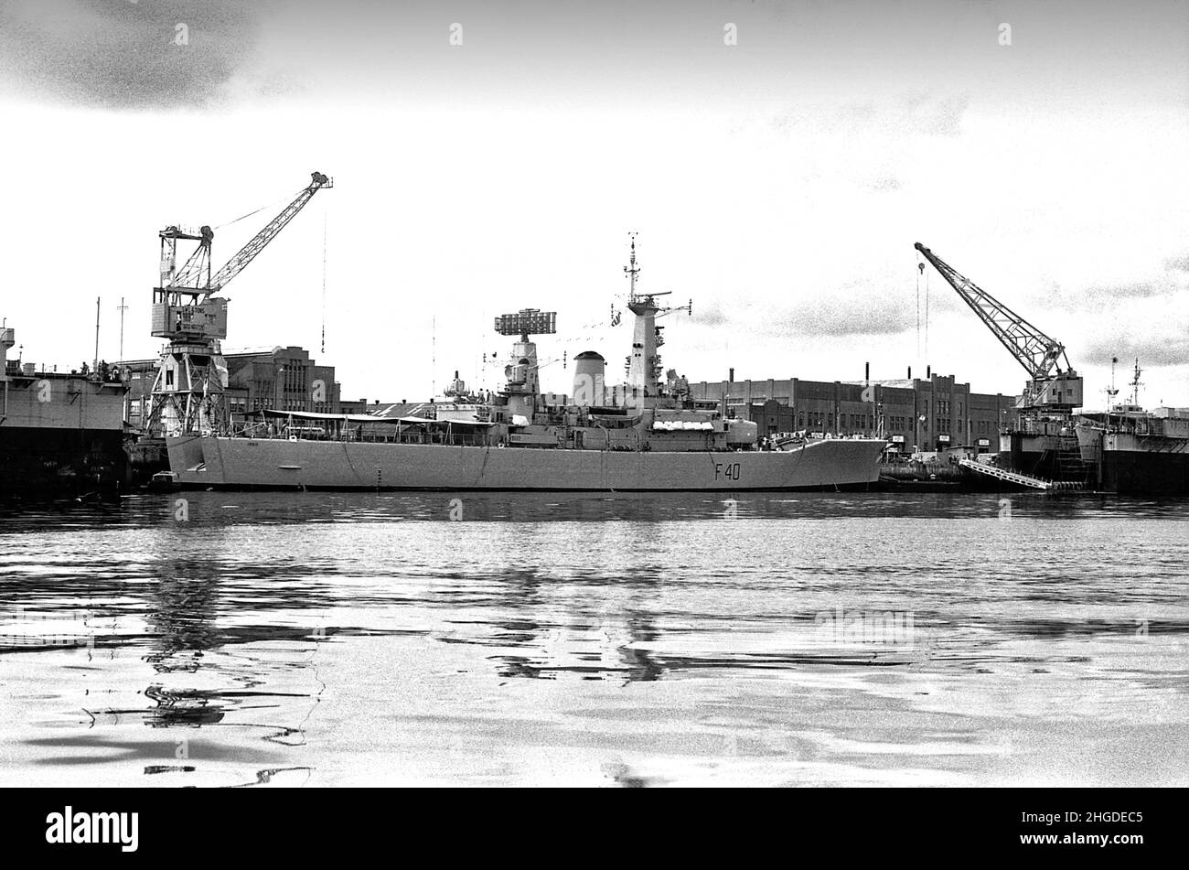 Royal Navy Frigate F40 HMS Sirius docked at Sembawang in Singapore 1967 ...