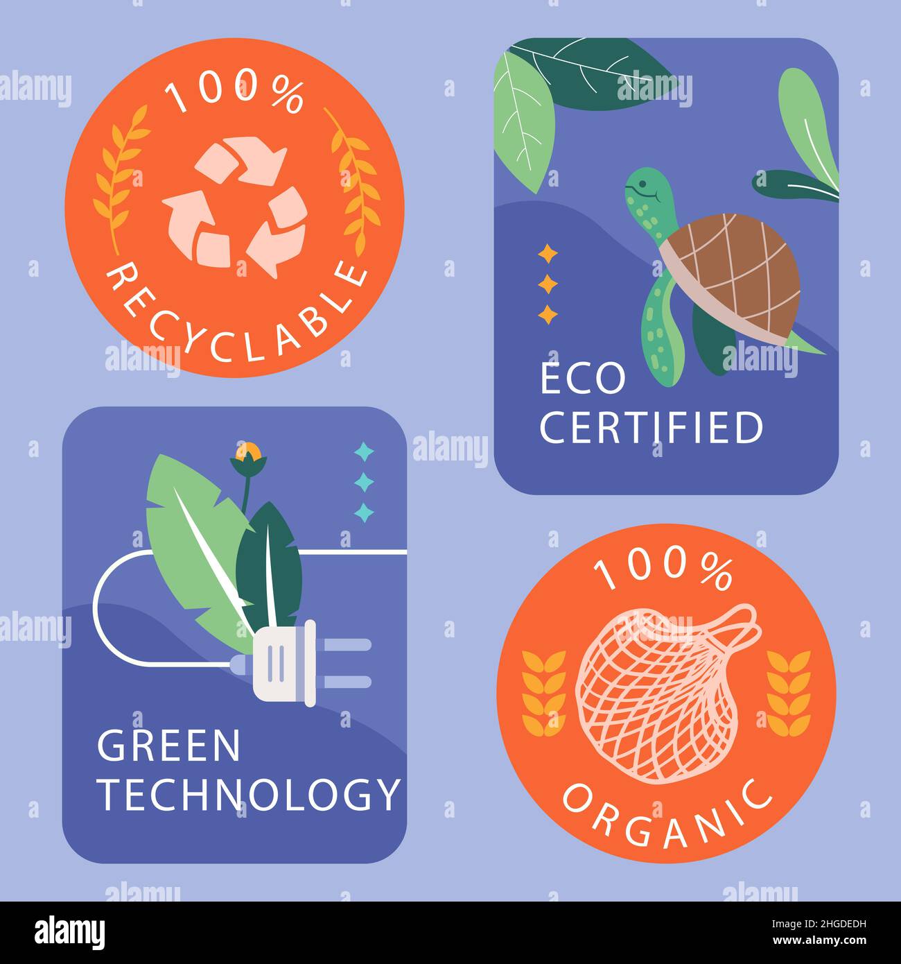 Hand drawn flat design eco friendly labels Vector illustration Stock ...