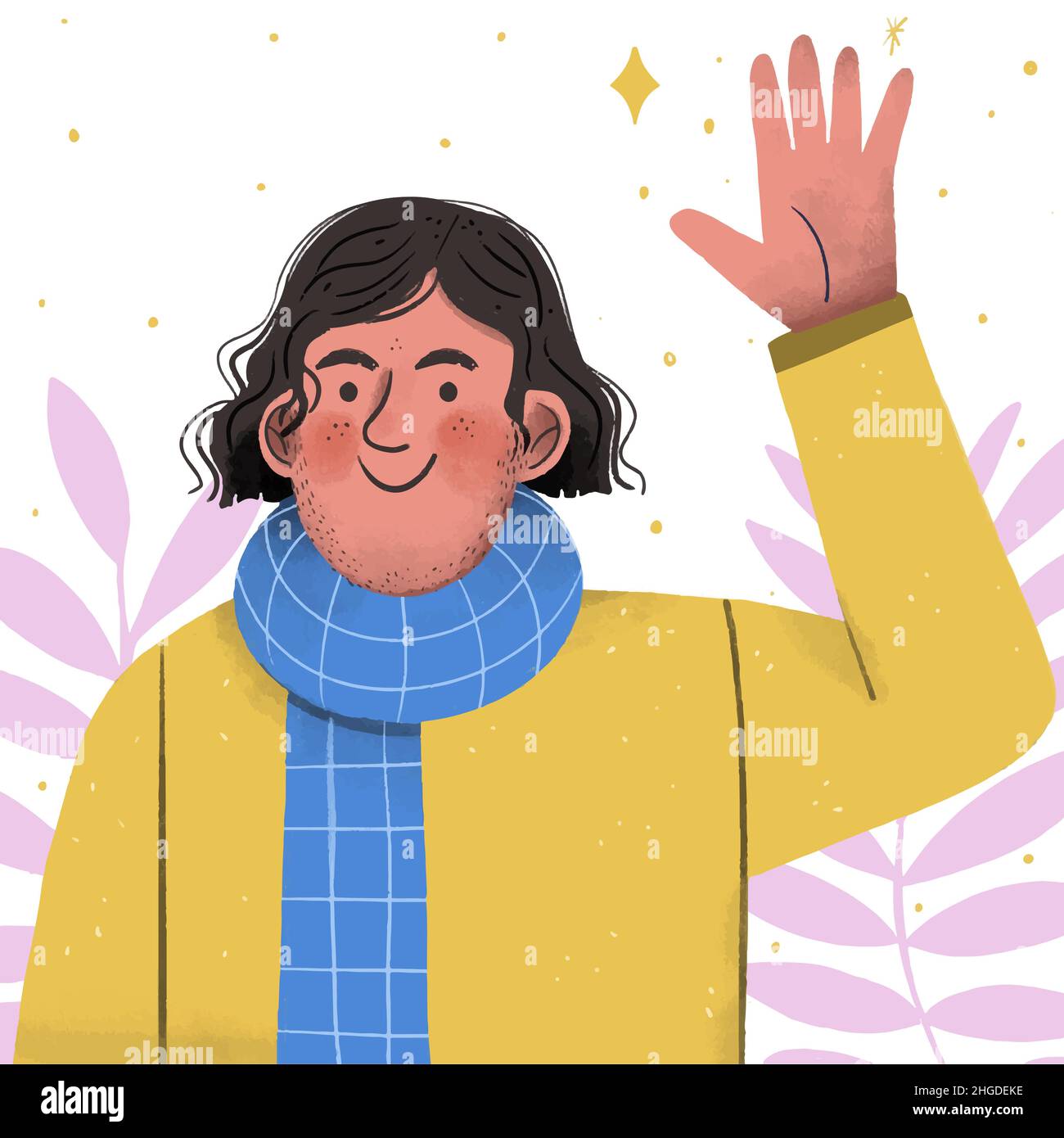 Hand drawn people waving illustration Vector illustration Stock Vector ...