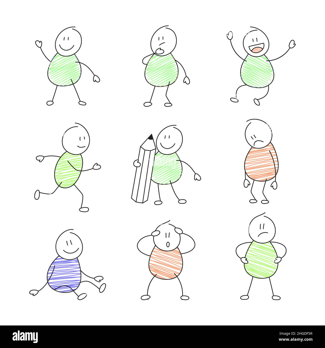 Hand drawn stickman set Vector illustration Stock Vector Image & Art ...