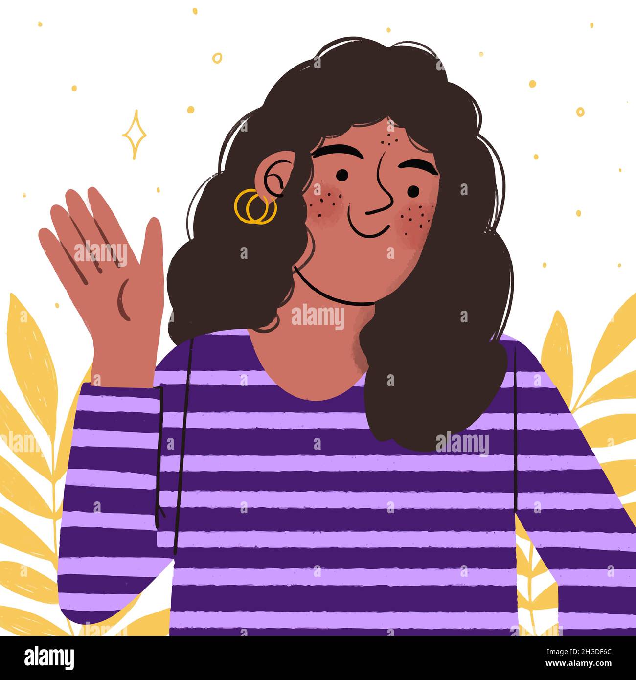 Hand drawn people waving illustration Vector illustration Stock Vector ...