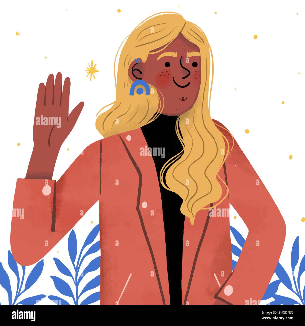 Hand drawn people waving illustration Vector illustration Stock Vector ...