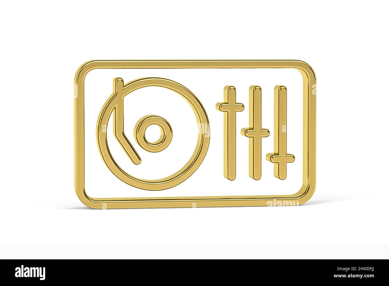 Golden 3d DJ mixer icon isolated on white background - 3d render Stock ...