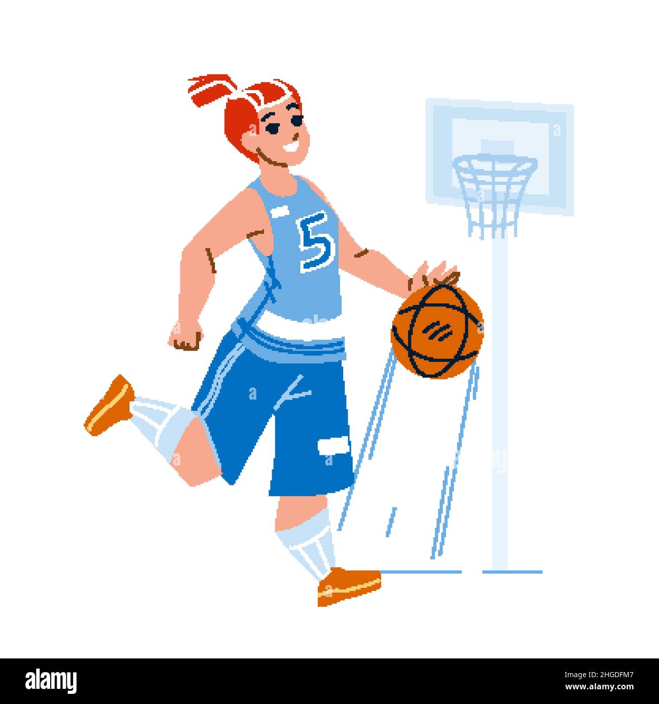 Basketball Player Playing Game With Ball Vector Stock Vector Image ...