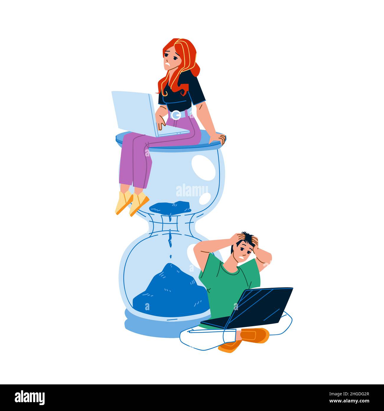 Deadline Missing Boy And Girl Employees Vector Stock Vector Image & Art ...