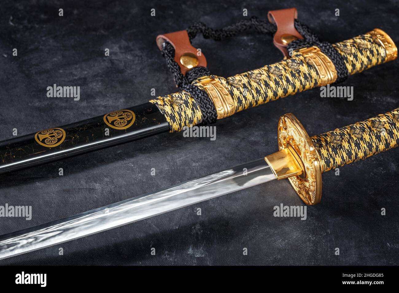 Japanese samurai katana sword and scabbard close up. Photo of a weapon ...
