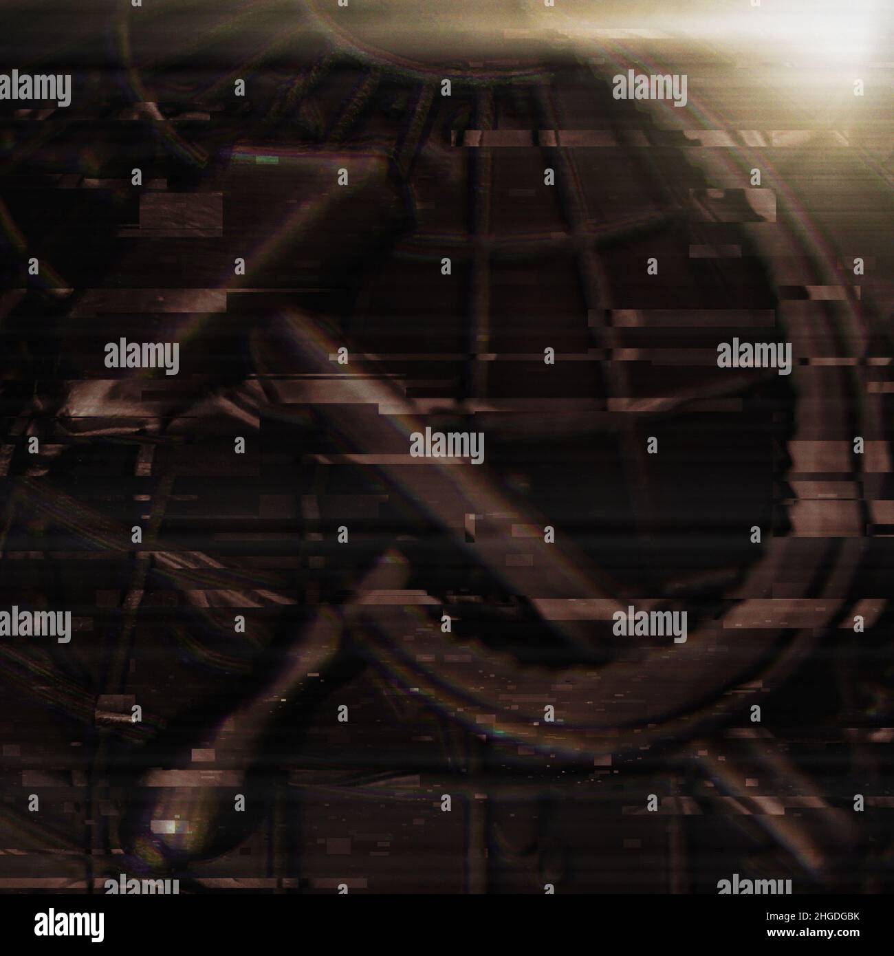 Hammer and sickle close-up with glitz effect. Part of coat of arms of ...