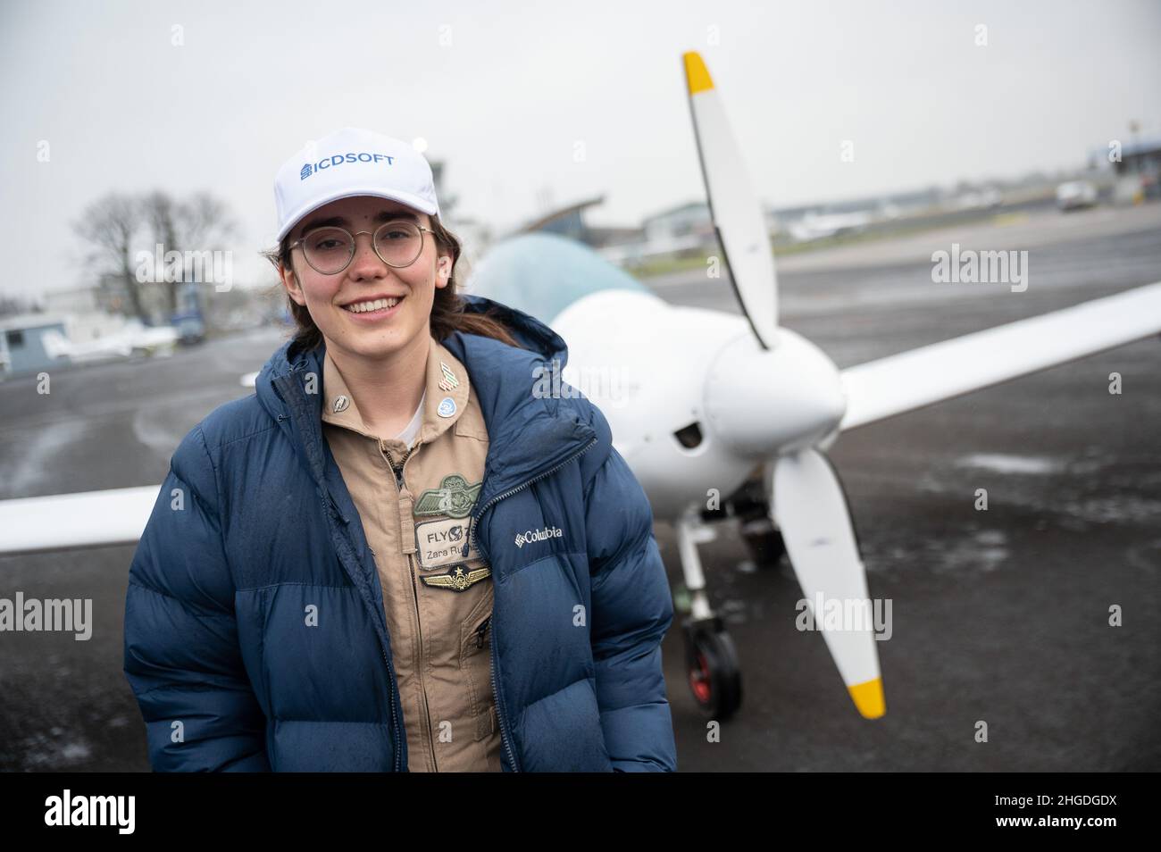 Egelsbach, Germany. 19th Jan, 2022. Pilot Zara Rutherford had launched ...