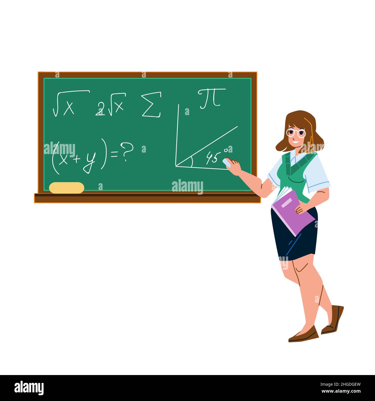 Math Education Lesson Teach Woman Teacher Vector Stock Vector Image ...