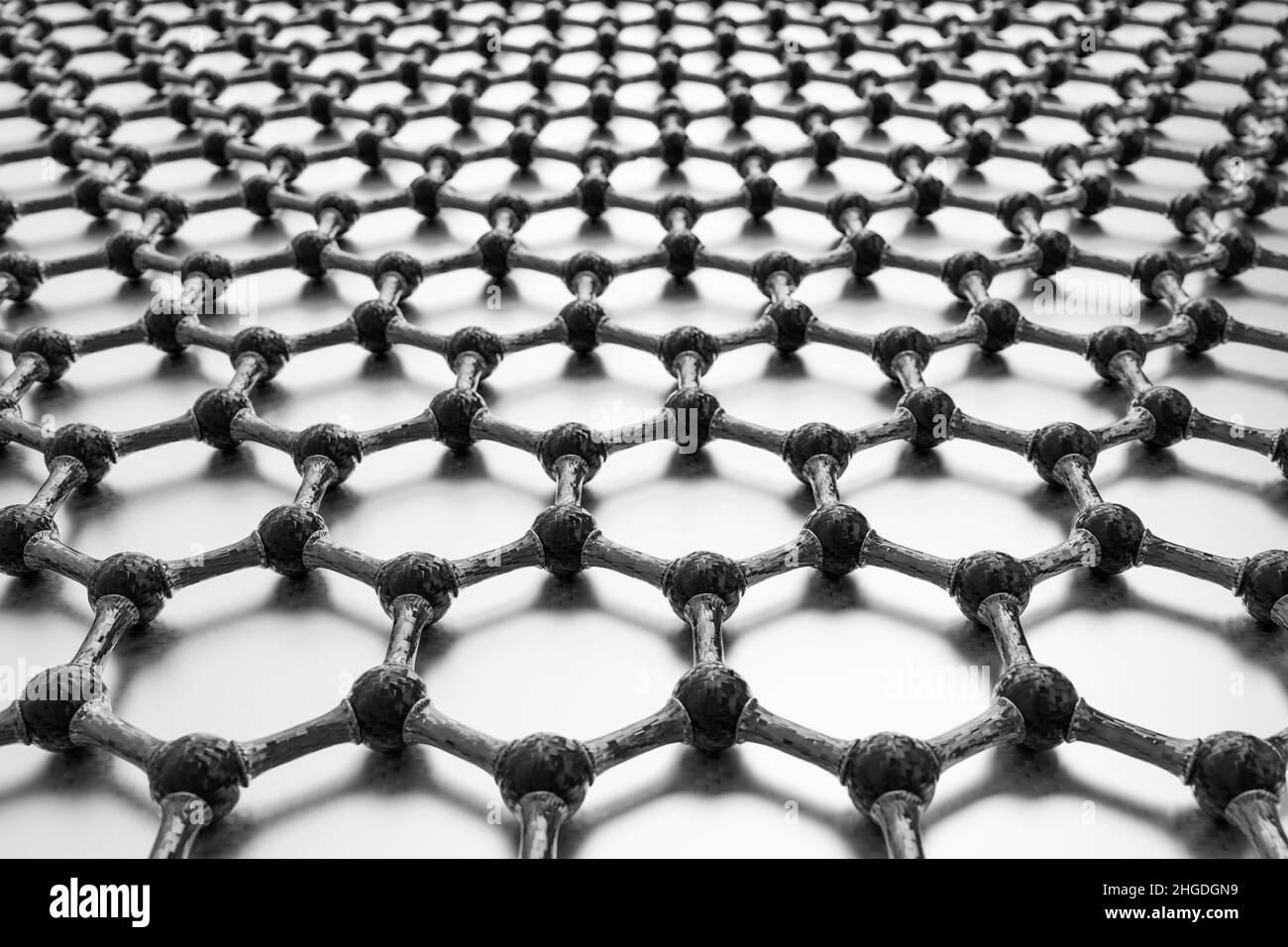 3d Rendering Of Silver Structure Of The Graphene Or Carbon Surface Abstract Nanotechnology