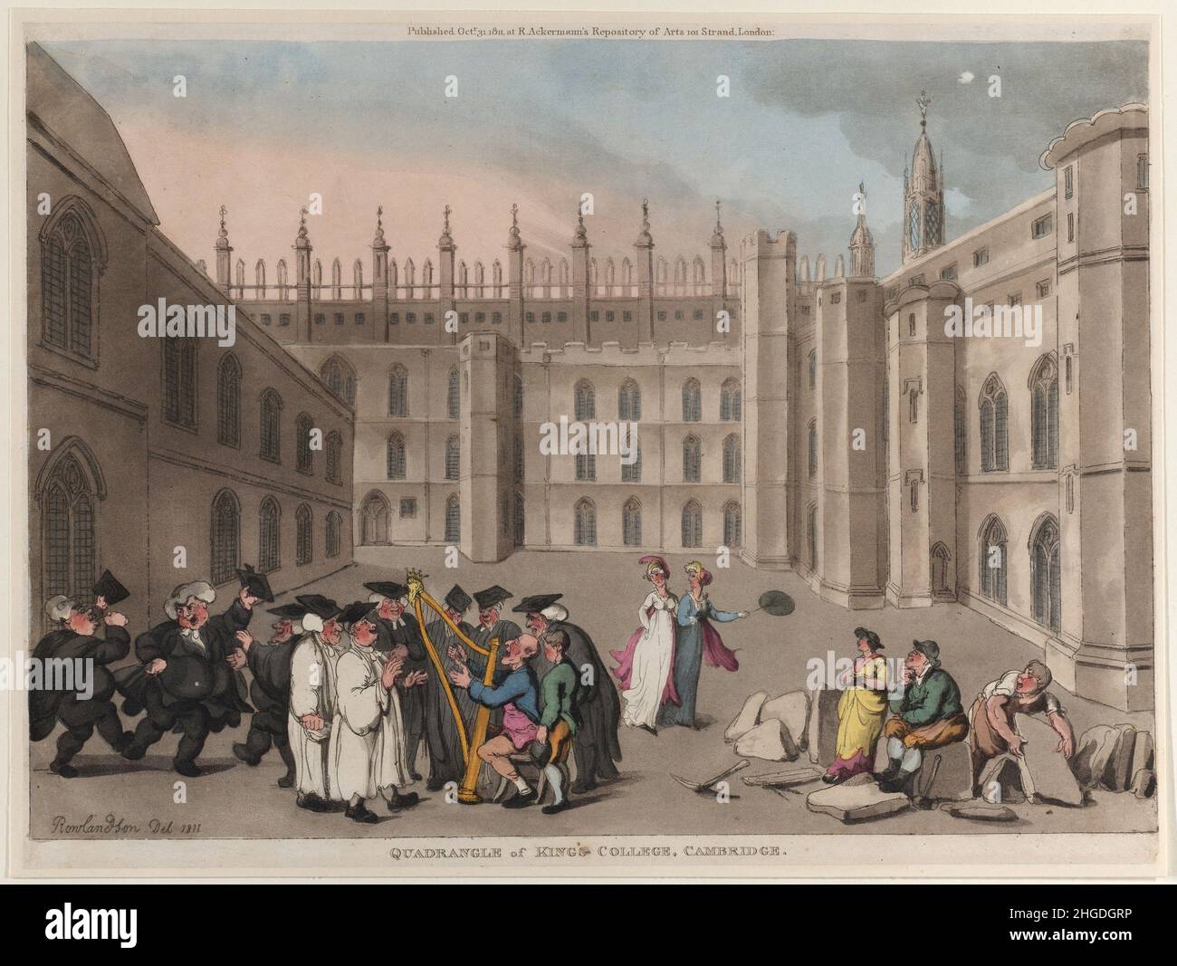 The Quadrangle of Kings College, Cambridge, 1811. Artist: Thomas ...