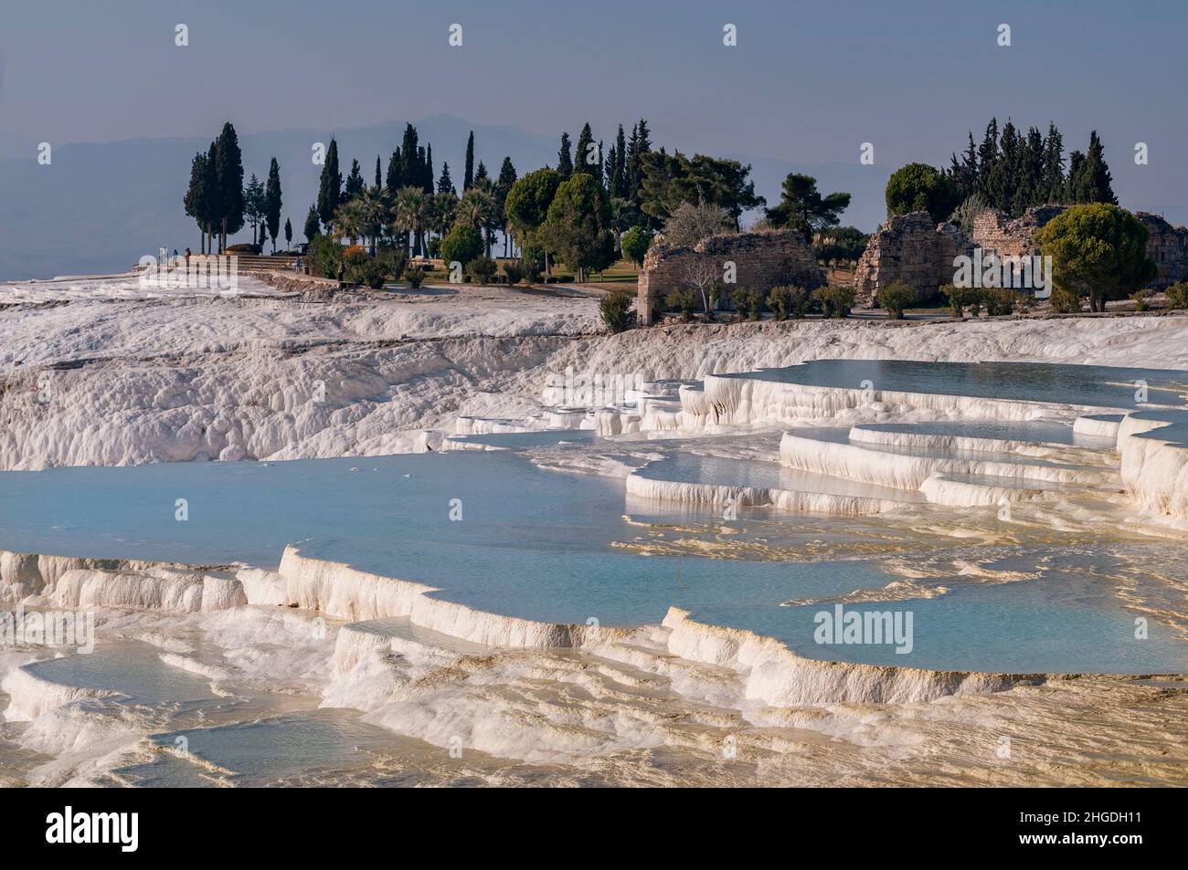 Travertine Terrace Formations at Pamukkale town in Denizli Province of ...