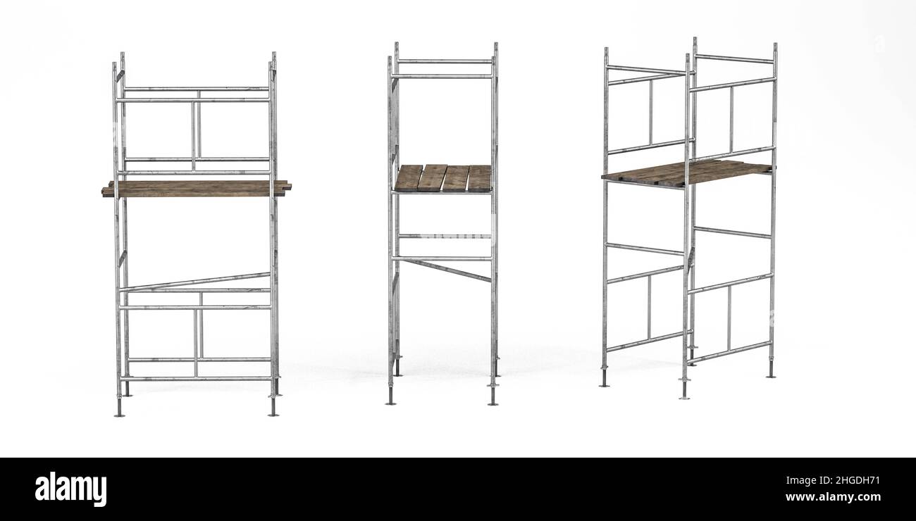 Scaffolding used in construction isolated on white background - 3d ...