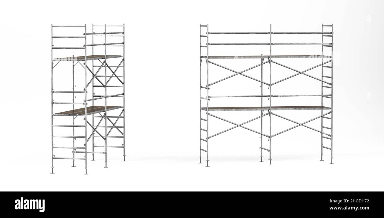 Scaffolding used in construction isolated on white background - 3d ...